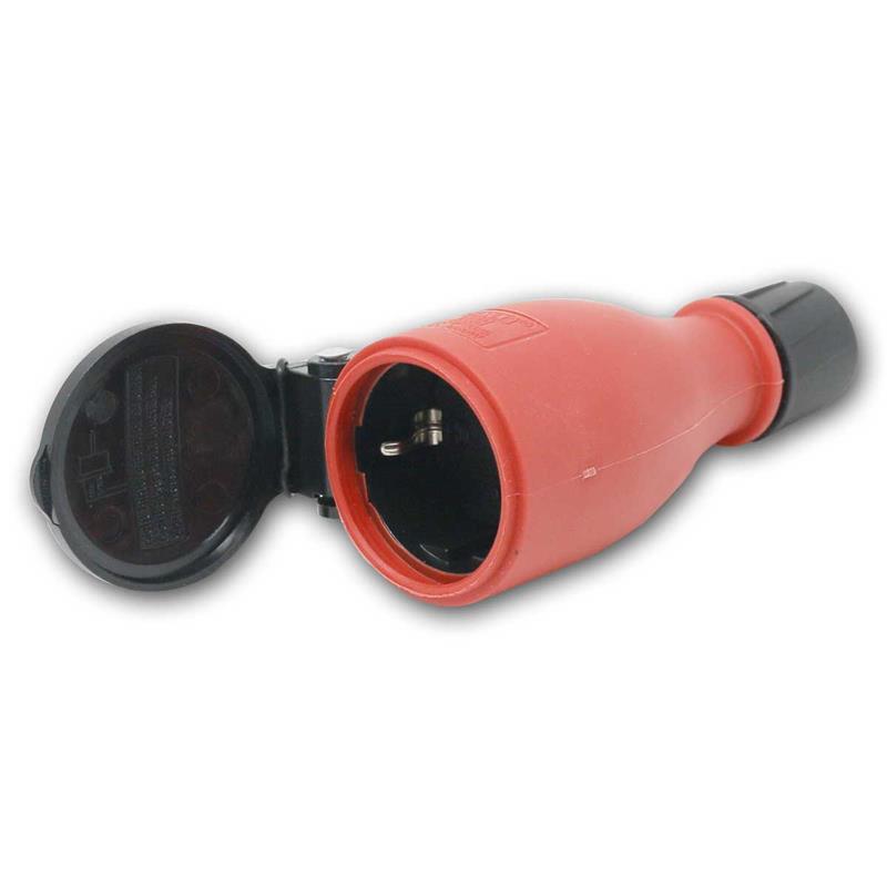 Schutzkontakt-Steckdose, Gummikupplung, für Innen- und Außen